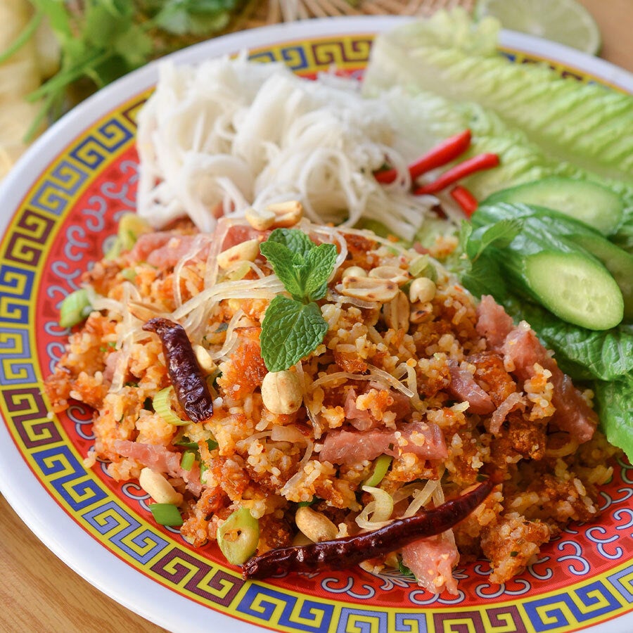 Nam Khao Platter (Crispy Rice Salad) | Lucky Lotus
